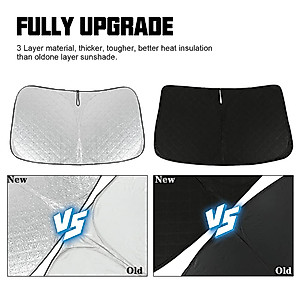 D-Lumina Windshield Sun Shade Compatible with Toyota Tacoma 2016 2017 2018 2019 2020 2021 2022 2023 - Upgraded 3 Layers 240T Material, Foldable Front Window Sun Shield Protector