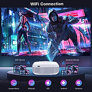 Projector, HOWWOO Projector with WiFi and Bluetooth 9000L Native 1080P Full HD Mini Projector with 100″ Screen, 300" Display Outdoor Movie Projector with Zoom, Compatible with TV Stick Phone Laptop
