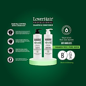 Combo LoverHair Professional Hair Fall Control Shampoo & Conditioner 600ml - 20.3 fl.oz