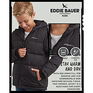 Eddie Bauer Boys' Winter Jacket - Heavyweight Quilted Down Jacket - Insulated Hooded Outerwear Coat for Boys (5-16), Size 14, Black