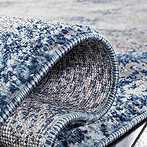 SAFAVIEH Aston Collection 2' x 5' Navy / Grey ASN704N Modern Abstract Non-Shedding Living Room Bedroom Area Rug