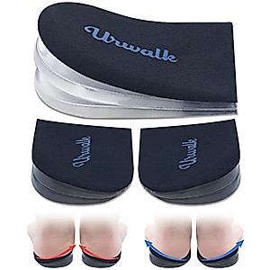 Urwalk 3 Layers Adjustable Supination & Over - Pronation Adhesive Corrective Gel Shoe Inserts, Medial& Lateral Heel Wedge Lifts for
