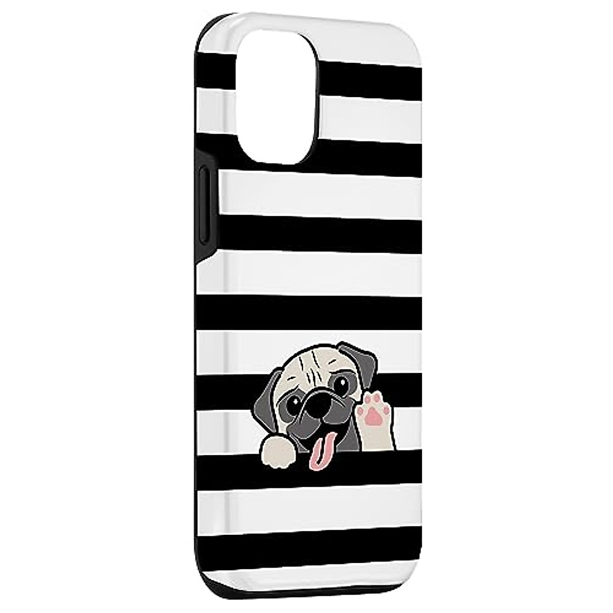 iPhone 13 Pug Dog Animal Pet Black White Stripes Striped Women Girls Case
