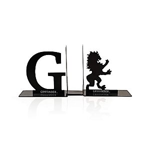 Harry Potter Metal Bookends - Black Hogwarts House Gryffindor Diecast Design - Decorative Book Holder - Home, Office, Kitchen, Room Decor - Books Collection Display for Shelves - Desk Accessories Set