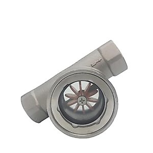 1/4" 3/8" 1/2" 3/4" 1" 1-1/2" 2" BSPT Female Carbon Steel 201 304 316 Stainless Window Sight Glass Flow Indicator with Impeller(304 Stainless Steel,3/8")