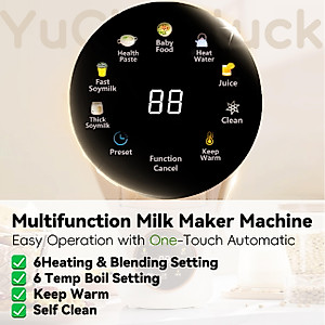 Automatic Nut Milk Maker, 47oz Soy Milk Maker,Almond Milk Maker,Oat, Coconut, Soy, Plant Based Milks,Baby Food,Electric Bean and Nut Milk Machine with Delay Start/Keep Warm/Self-Cleaning/Boil Water