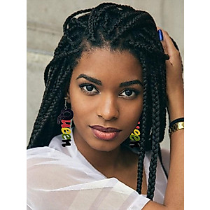 African Earrings for Women Wooden Round Map Painted Drop Earrings for Black Women (Style-A, Wood)