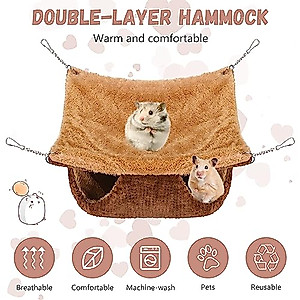 Jspupifip 2 Pcs Guinea Pig Ferret Rat Hammock,Hamster Accessories for Cages,13.3x13.3 Inches,Hanging Bunkbed Hammock for Small Animals,Kitten,Squirrel,Chinchilla,Rat,Parrot,Guinea Pig Supplies