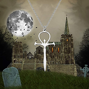 LBSBO Vampire Ankh Pendant Necklace Stainless Steel Vampire Cross Symbol Jewelry (Vampire Cross Necklace)
