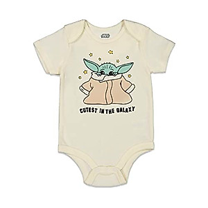 STAR WARS Yoda R2-D2 Chewbacca Newborn Baby Boys 3 Pack Bodysuits White/Gray/Yellow 3-6 Months