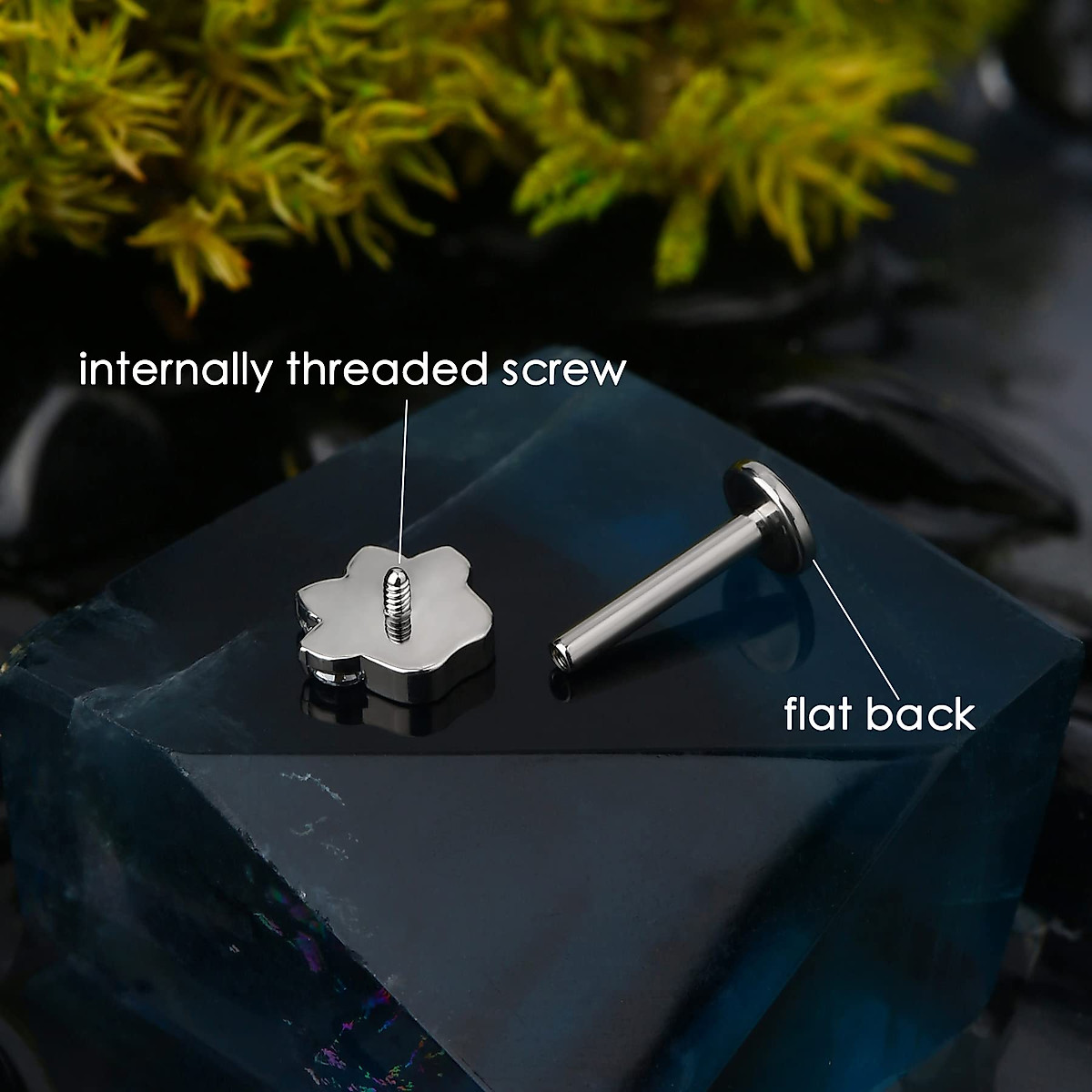 COCHARM 16G G23 Titanium Cartilage Earrings for Women Flat Back Dog Paw Print Upper Ear Cartilage Earrings Stud Internally Threaded Conch Earrings 16 Gauge Forward Helix Earrings