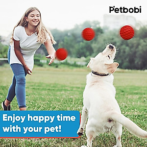 Petbobi Dog Squeaky Toys, Dog Ball Toy for Medium Large Dog, Durable Dog Chew Toys for Aggressive Chewers, Interactive Dog Toy with Non-Toxic Natural Rubber, Red