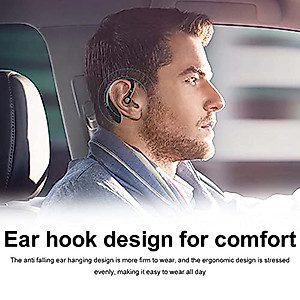 Bluetooth Single Ear Headphones Wireless Stereo Sound Noise Cancelling Earbuds with Microphone Ear Hook Headset for Driving Business Office Sports