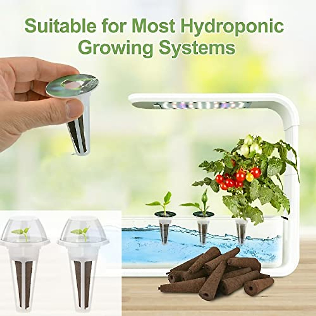 121PCS Hydroponic Seed Pod Kits, Aero Growing Kit with 30 PCS Grow Baskets 30 PCS Transparent Insulation Lids 30 PCS Plant Grow Sponges 30 PCS Labels 1 Tweezers for Seed Starting System