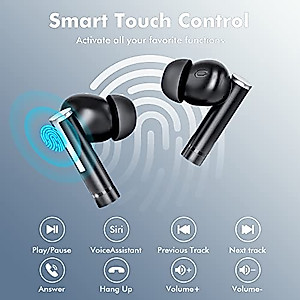 Wireless Earbuds Bluetooth Headphones 5.3, 50H Playtime Bluetooth Earbuds Built in Noise Cancellation Mic with LED Digital Display Charging Case, IPX7 Waterproof Ear Buds for iPhone Android (Black)