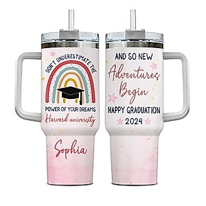 Hyturtle Personalized Tumbler Class Of 2025 - Graduation Drinking Gifts For Her - Grad Inspirational Gifts For Graduate College School Masters Degree - Stainless Steel Travel Coffee Cup 40oz With Lid