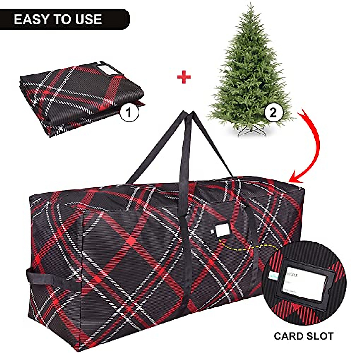 ProPik Christmas Tree Storage Bag, Fits Up to 9 Ft. Tall Disassembled Tree, 25" Height X 20" Wide X 65" Long, Heavy Duty Plaid Storage Container, Constructed of Durable 600D Oxford Material(Tree storage bag)