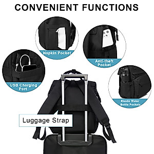 LOVEVOOK Laptop Backpack for Women, 14 Inch Nurse Teacher Backpack Work College Backpack Travel Bags Computer Laptop Bag Casual Daypack Purse, Black