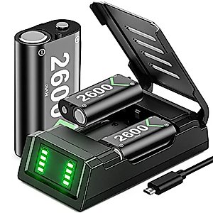 VOYEE Charger for Xbox Controller Battery Pack, 3x2600mAh High Capacity Xbox Rechargeable Battery Pack with Fast Charger Station, Led Indicator, Protective Shell for Xbox One/S/X/Elite/Series X|S