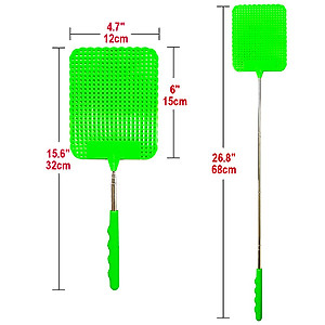 fecobyte 5PCS Telescopic Fly Swatter, Upgraded Manual Heavy Duty Plastic Flyswatter with Extendable Stainless Steel Pole