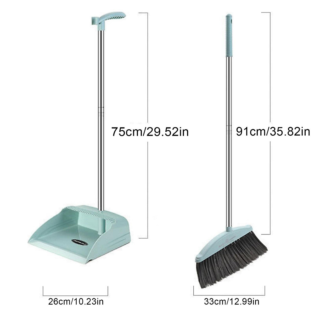 QULSE Broom and Dustpan Set for Home - Dust Pans with Long Handle - Outdoor Indoor for Home Kitchen Room Office,Must Haves for Home (Blue)