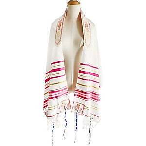 Holy Land Market Messianic Christian Shawl/Tallit - The Messiah Tallit - Pink - Small