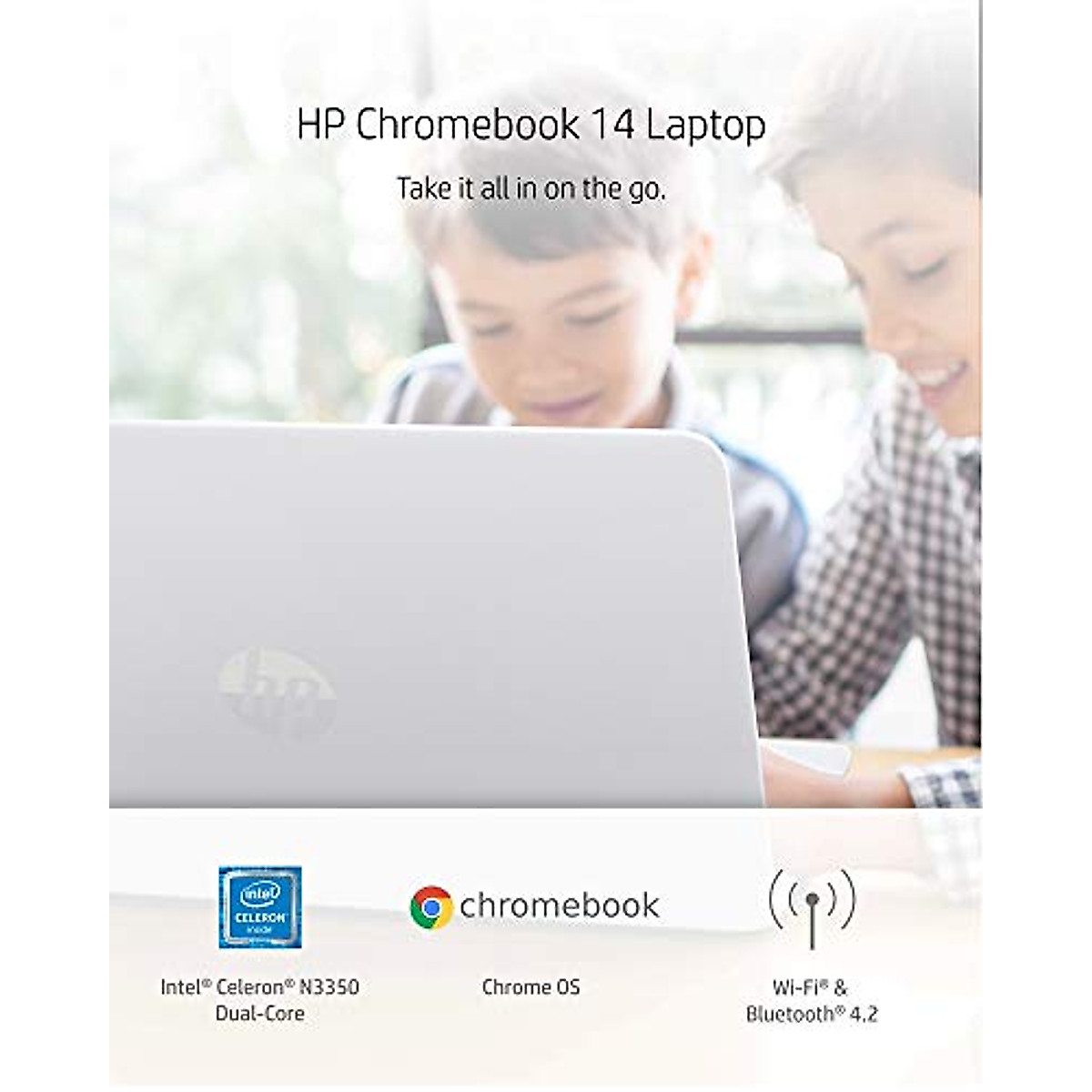 HP Chromebook 14 Laptop, Dual-core Intel Celeron Processor N3350, 4 GB RAM, 32 GB eMMC Storage, 14-inch FHD IPS Display, Google Chrome OS, Dual Speakers and Audio by B&O (14-ca051nr, 2020)
