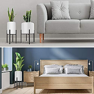 MUDEELA Adjustable Metal Plant Stand Indoor & Outdoor, Fits 10 11 12 13 14 15 inch Pots, Mid Century Modern Plant Stand 15 inches in Height （Pot & Plant Not Included , Black