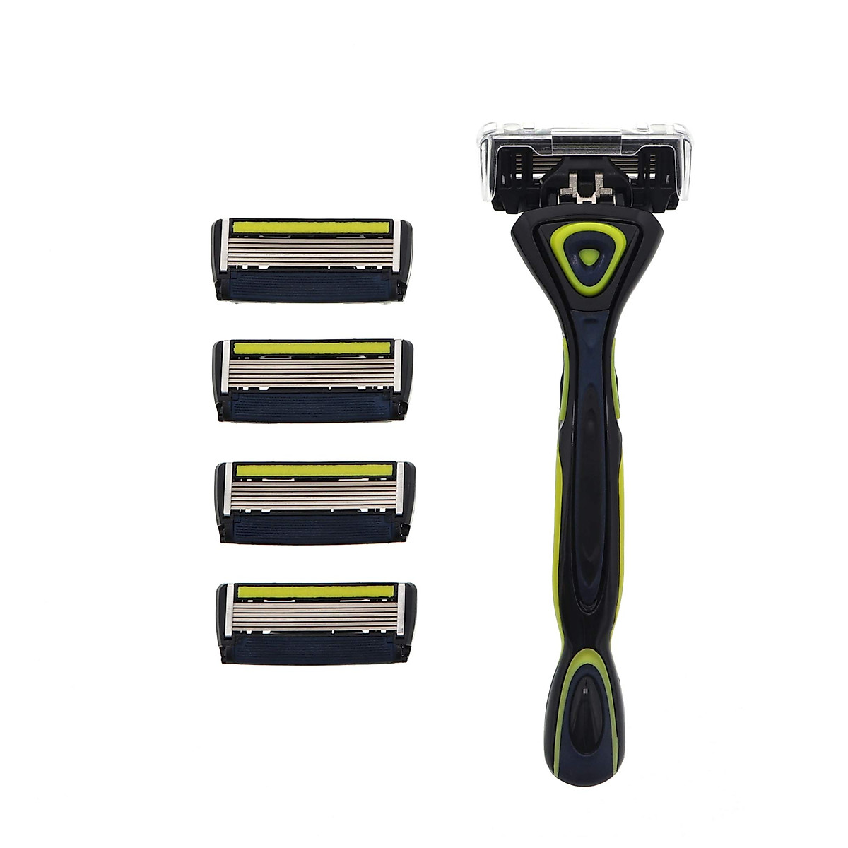 Pacific Shaving Company Premium 6-Blade Razor System - Pivoting Head with Ergonomic Weighted Handle and Lubrication Strip (1 Razor Handle + 5 Blade Refills)