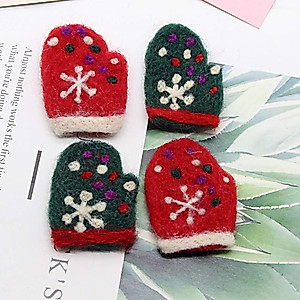 PRETYZOOM 5pcs Wool Felt Gloves Corsage Embellishments Flatback Jewelry Accessories Suit Breast Pin Enamel Brooch Snowflake Cartoon