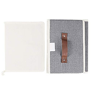 Lucky Monet 2 Pack Linen Fabric Foldable Storage Bin Set Collapsible Storage Box Cube Closet Organizer with Lid & Faux Leather Handle, 10”x8”x7” (Grey)