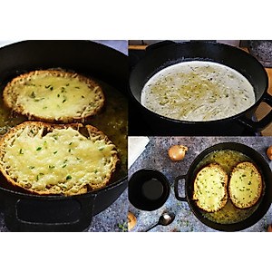 Cast Iron Dutch Oven with Skillet Lid - 10.23” diameter, 5 qt - Multi Cooker Stock Pot For Frying, Cooking, Baking & Broiling + 2 silicone potholders