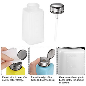 HARFINGTON 3pcs Solvent Alcohol Dispensers 250ml(8.5oz) Push Down Liquid Dispenser Pump with Sealing Stainless Steel Lid for Acetone Cleanser Polish Remover, White
