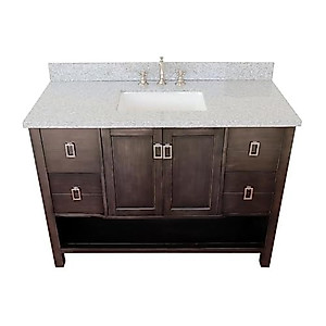 Bellaterra Home Monterey 49" Rectangle Sink Solid Wood Vanity in Brown/Gray Granite Stone