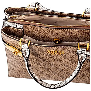 GUESS Zadie Girlfriend Satchel, Latte Logo Python