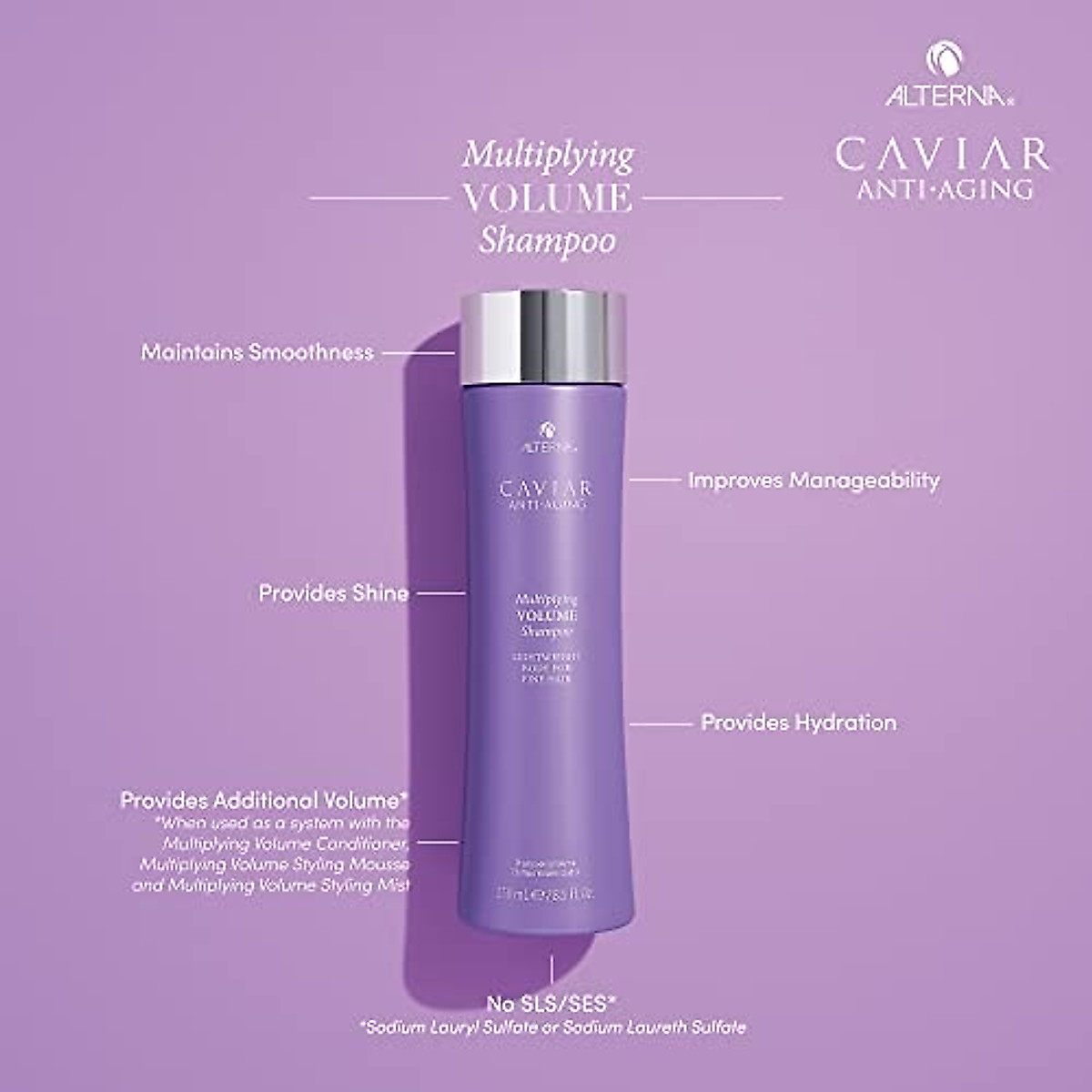 Alterna Caviar Anti-Aging: Mutiplying Volume Consumer Kit with Shampoo 1.35 Fl. Oz. + Conditioner 1.35 Fl. Oz. + Styling Mist 0.85 Fl. Oz. (Personal Size + Travel Size)(Pack of 1)
