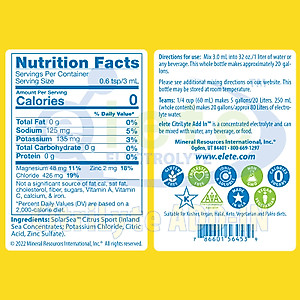 elete CitriLyte Electrolyte Add-in Hydration Drops | Sodium, Magnesium, Potassium | Slight Lemon Flavor, All Natural | Leg and Muscle Cramp Relief | Transform Any Drink into a Sports Drink, 8.3 oz