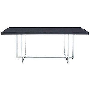 Meridian Furniture 738-T Elle Collection Modern | Contemporary Wood Veneer Top Dining Table with Durable Stainless Steel Base, 78" W x 39" D x 30" H