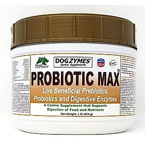 Dogzymes Probiotic Max -10 billion CFU's Probiotics, Prebiotics, Digestive Enzymes - Relieves Diarrhea, Upset Stomach, Constipation, Gas, Allergy, Immunity & Overall Health (1 pound)