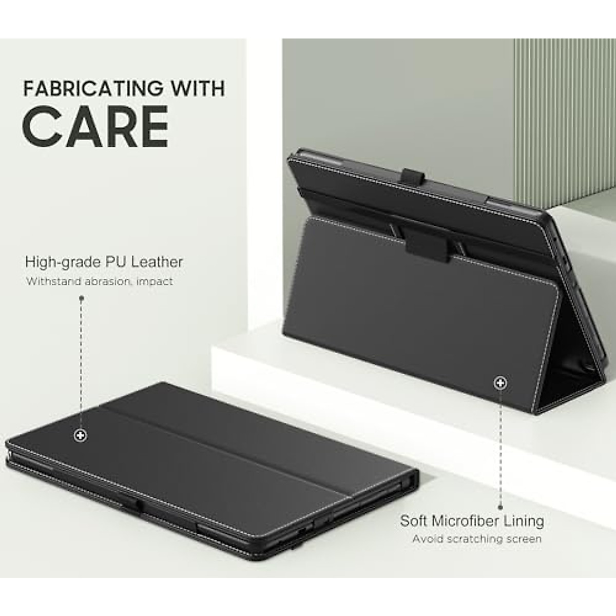 MoKo Case Fits All-New Amazon Kindle Fire HD 10 & 10 Plus Tablet (13th/11th Generation, 2023/2021 Release) 10.1" - Slim Folding Stand Cover with Auto Wake/Sleep, Black