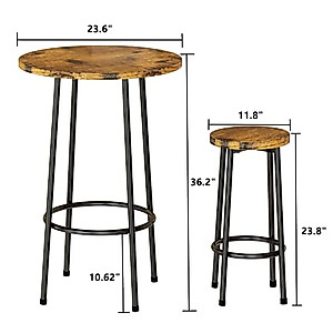 AWQM Bar Set, Kitchen Pub Table with 2 Stools, Rustic Brown