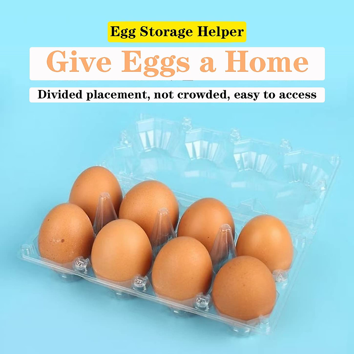 QXBXYHM Plastic Clear Egg Carton for 8 Eggs, 20packs Egg Tray Reusable Medium Size Egg Cartons Perfect, Clear Empty Chicken Egg Tray Egg Holder for Family Pasture Farm Market