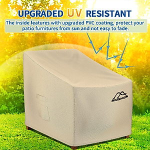 Miushion 2 Pack Patio Chair Covers, 40" W x 40" D x 36" H Heavy Duty 600D Outdoor Deep Seat Lounge Club Chair Cover, Waterproof UV Resistant Outdoor Patio Chair Furniture Cover, Beige