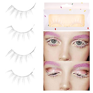 Kare & Kind White False Eyelashes - Lightweight and Natural Looking Fake Extensions - Ideal for Cosplays, Masquerades, Costume Parties, Photoshoots - Easy to Apply -2 Pairs
