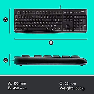 Logitech MK120 Wired USB Keyboard Mouse Desktop Combo