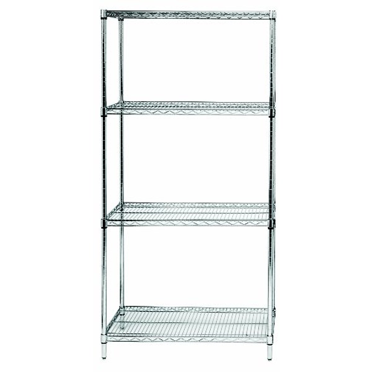 Quantum Storage Systems WR74-1236C Starter Kit for 74' High 4-Tier Wire Shelving Unit, Chrome Finish, 12' Width x 36' Length x 74' Height