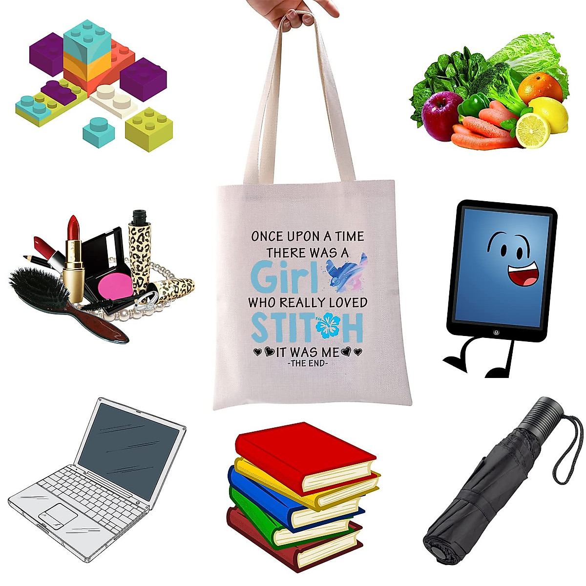 WCGXKO Cartoon Lover Gift There Was A Girl Who Really Loved Cute Themed Tote Bag