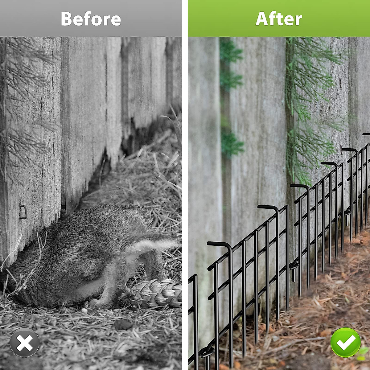 OUSHENG 1.5'' Spacing Animal Barrier Fence for Dogs, 10 Panels Rustproof Metal Anti Doggie Digging Garden Border, Under Ground Fencing Bottom Puppy Blockers Stakes for The Yard, 17in (H) X 10ft (L)