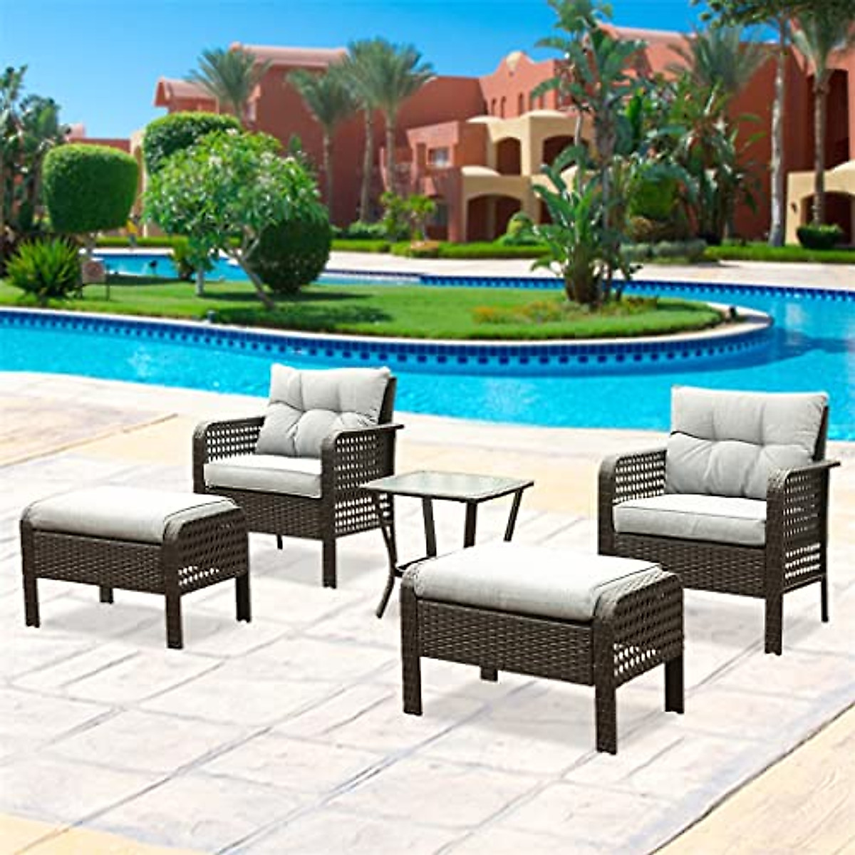 QUUL Patio Sectional Wicker Rattan Outdoor Furniture Sofa Set Sofa Type Appearance General Use Material Specific Use