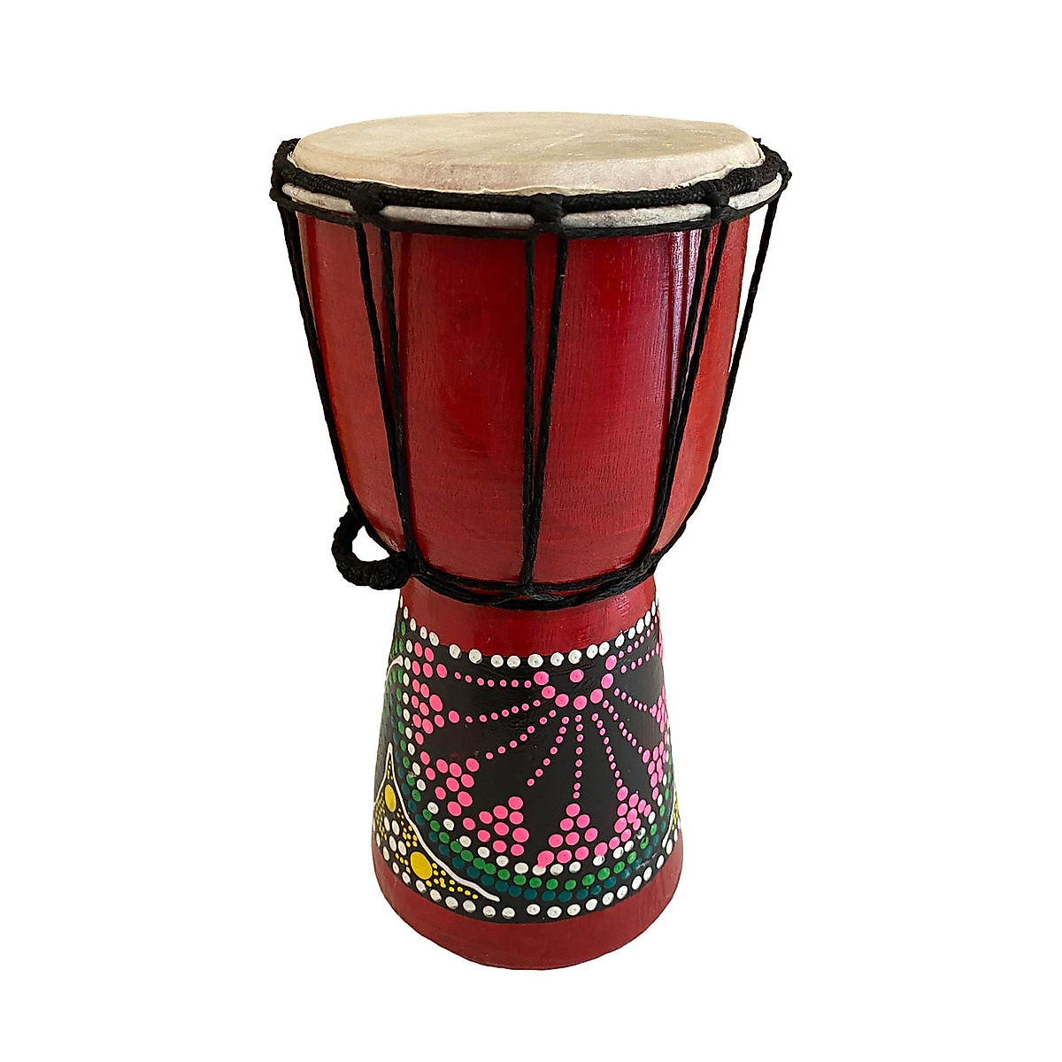 JIVE BRAND Djembe Drum Bongo Congo African Mahogany Wood Drum With Heavy Base Goat Skin Drum Head Hand Carved Professional Quality - 9" High - NOT MADE IN CHINA